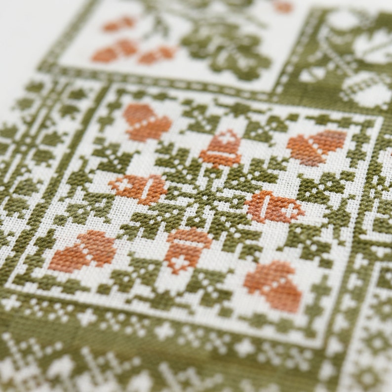Digital Cross Stitch Pattern “sampler With Acorns” Owlforest - Etsy