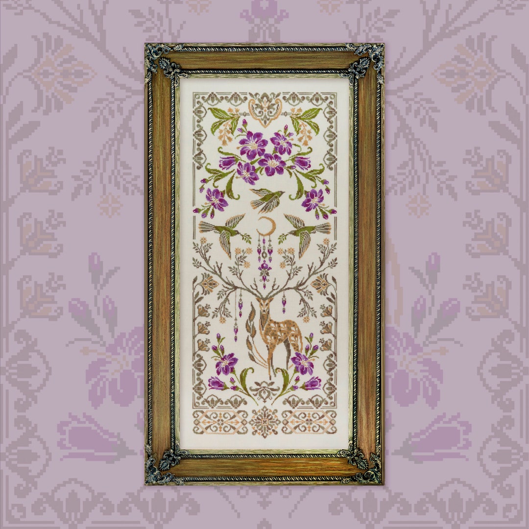 Digital Cross Stitch Pattern “moon Deer” Owlforest - Etsy