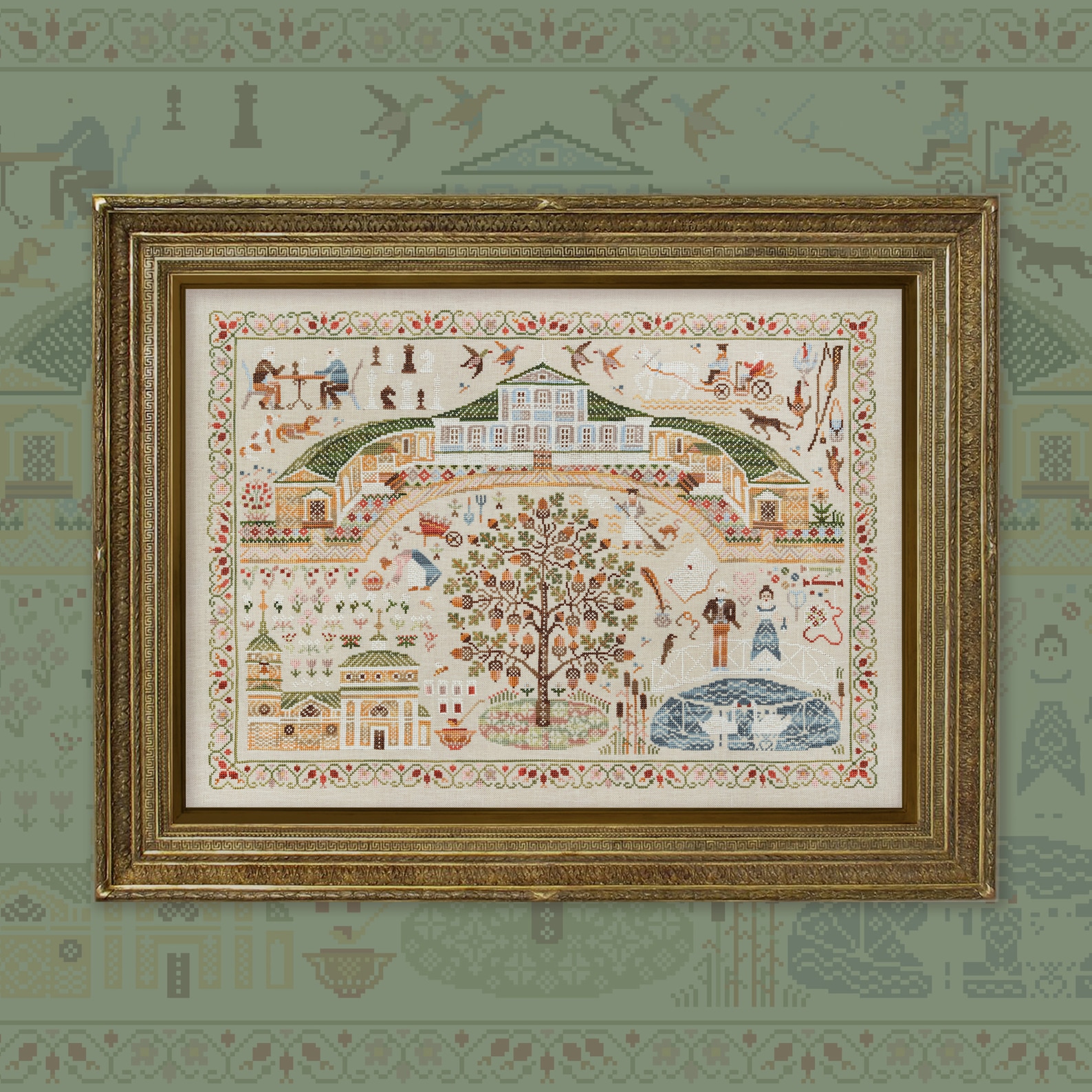 Digital Cross Stitch Pattern “noble Country Estate” Owlforest - Etsy