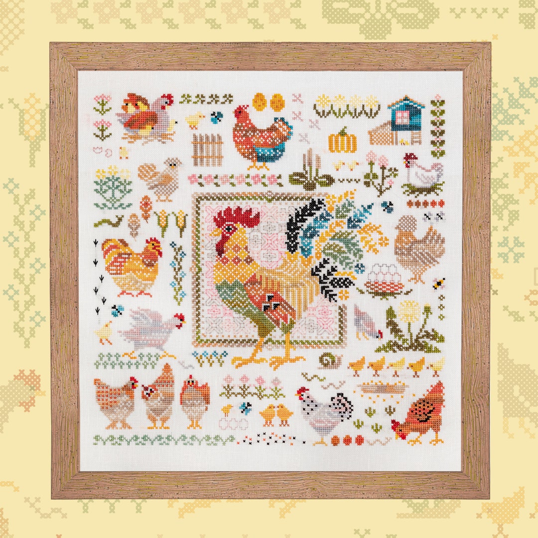 Digital Cross Stitch Pattern chicken Yard Owlforest - Etsy