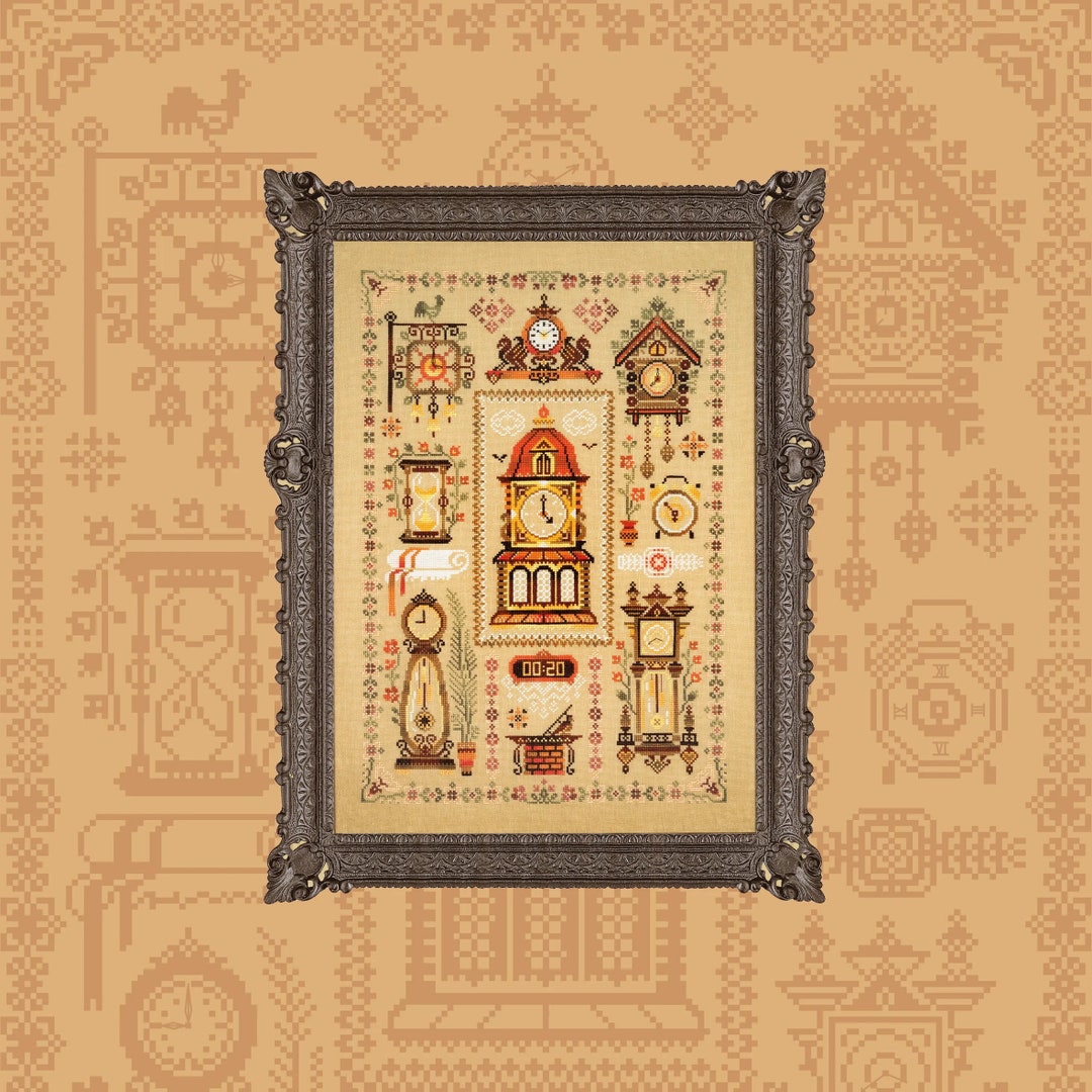 Digital Cross Stitch Pattern “time Sampler” Owlforest - Etsy