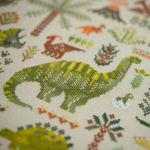 Digital Cross Stitch Pattern “dinosaur Forest” Owlforest - Etsy