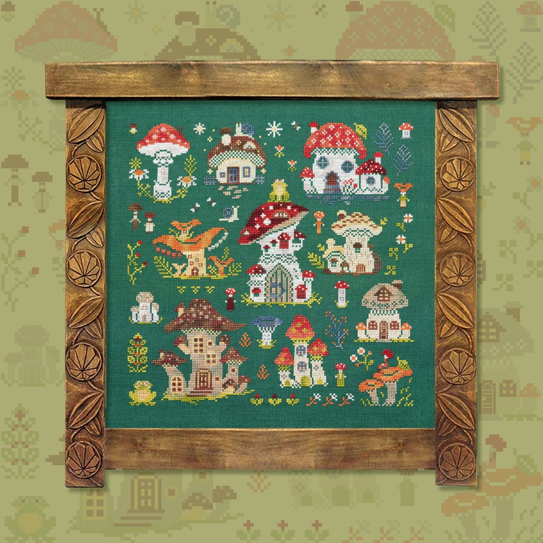 Digital Cross Stitch Pattern “Мushroom Houses” Owlforest - Etsy