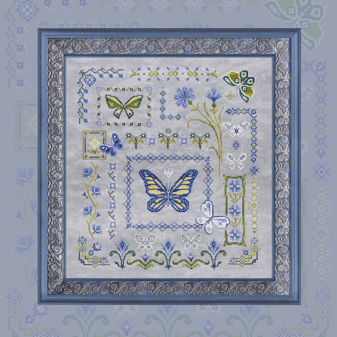 Digital Cross Stitch Pattern misty Butterflies Owlforest - Etsy
