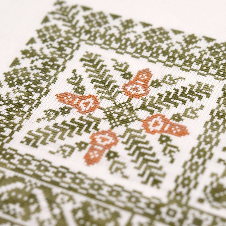 Digital Cross Stitch Pattern “sampler With Acorns” Owlforest - Etsy
