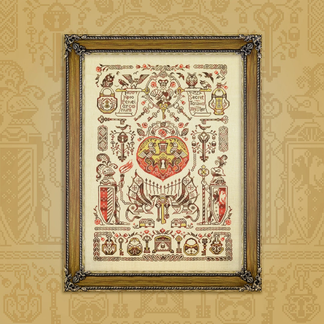 Digital Cross Stitch Pattern “under Lock and Key Sampler” Owlforest - Etsy