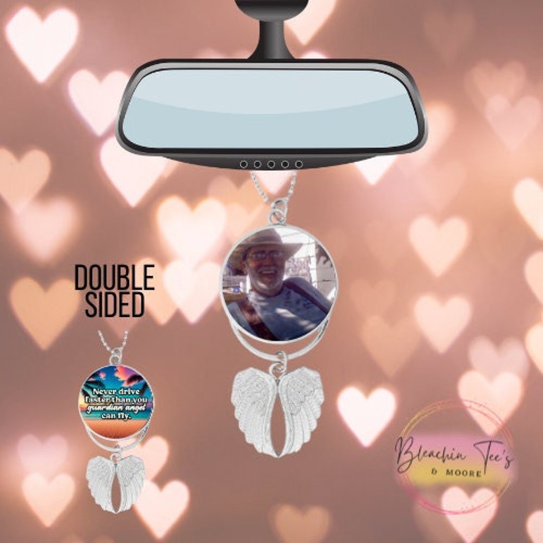 Custom Memorial Car Charm, Sublimation Car Hanger, Angel Wings ...