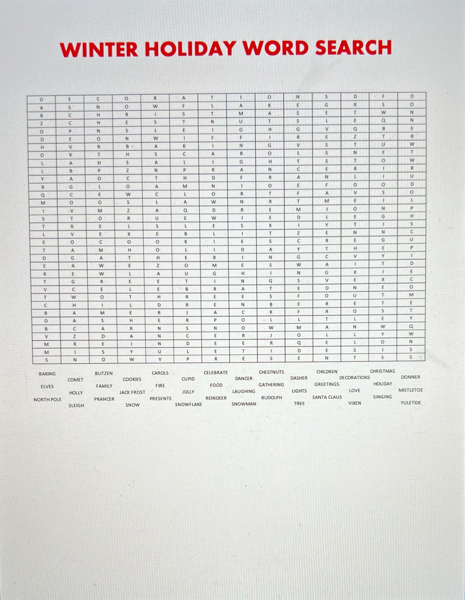 Holiday Word Search - Etsy