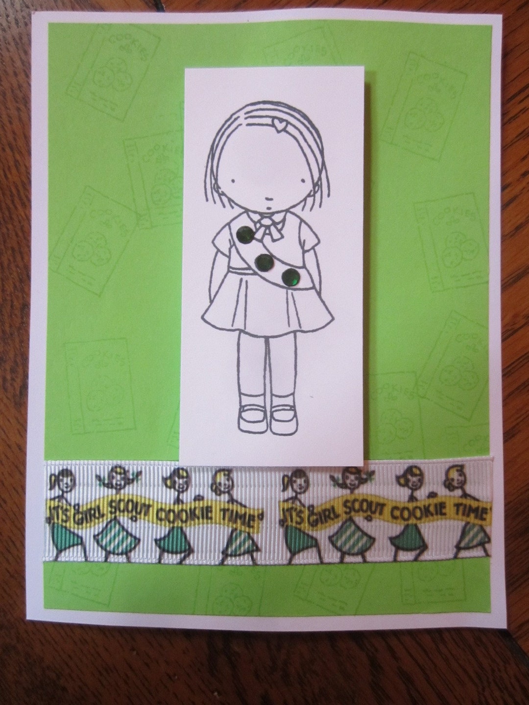One Girl Scout Card "it's Cookie Time!" Ribbon - Etsy