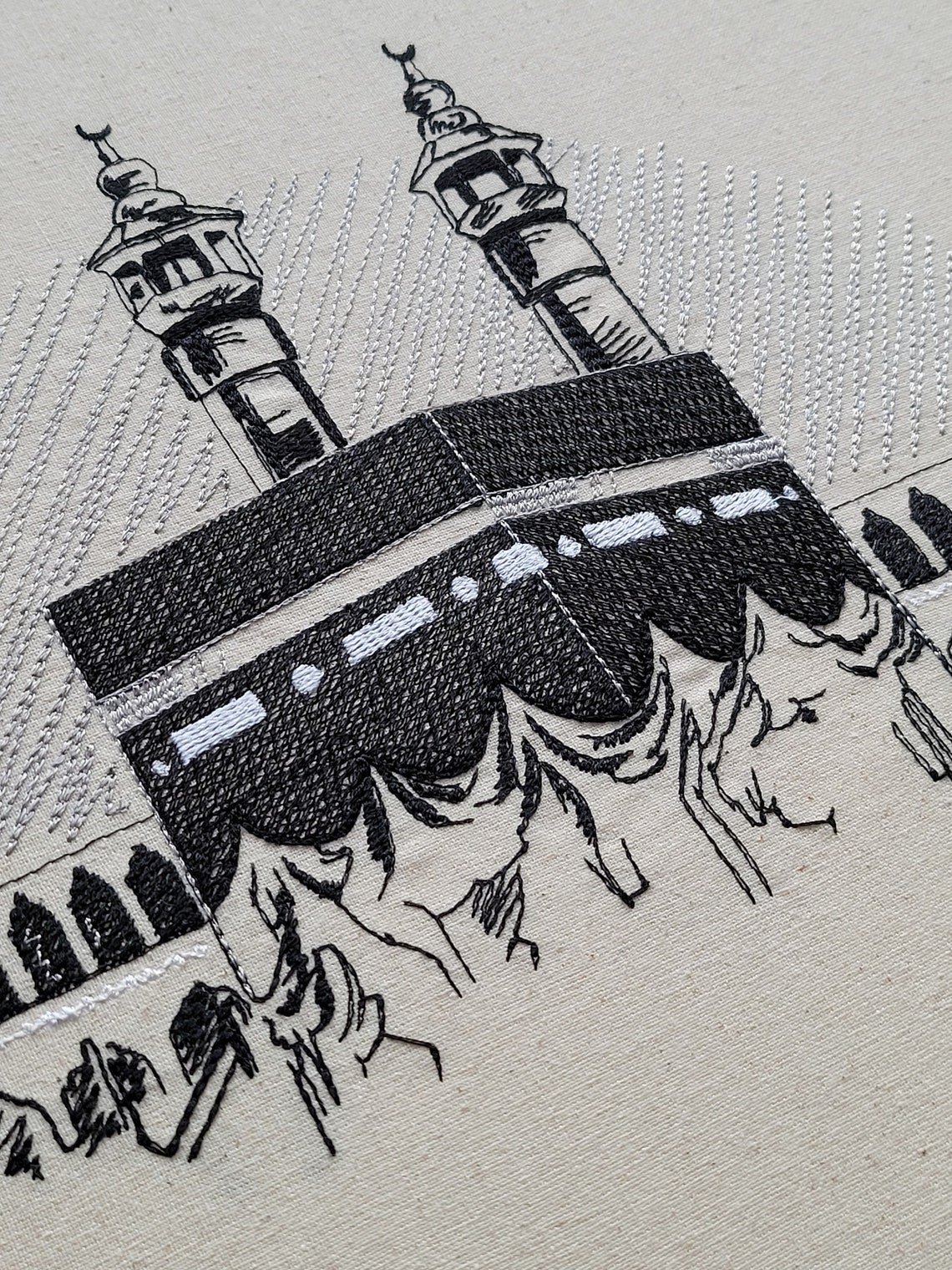 Mecca Sketch Embroidery Islamic Art Old Mecca Saudi Arabia Kaba Eid ...