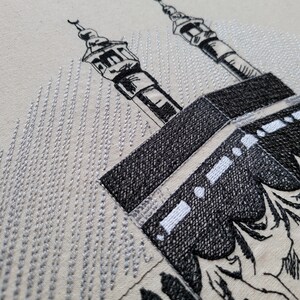 Mecca Sketch Embroidery | Islamic Art | Old Mecca | Saudi Arabia | Kaba ...