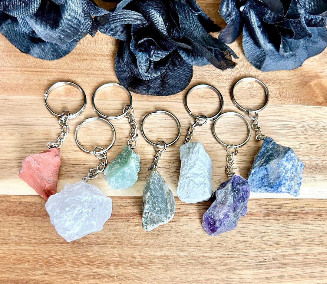Crystal Keychain, Raw Crystal Keychain, Aventurine Keychain, Quartz ...