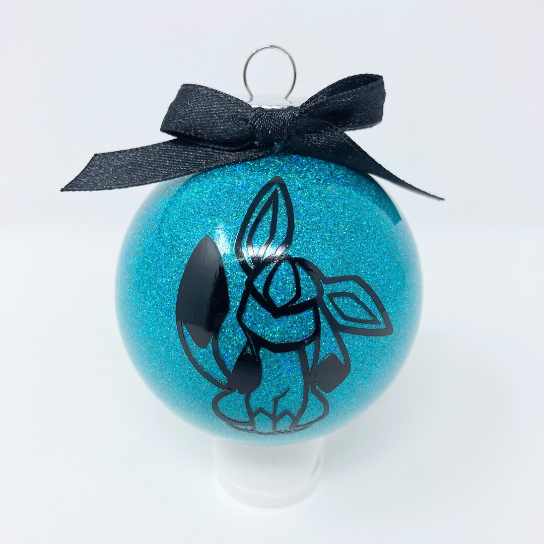 Christmas Glass Round Glitter Pokemon Glaceceon Ornament - Etsy