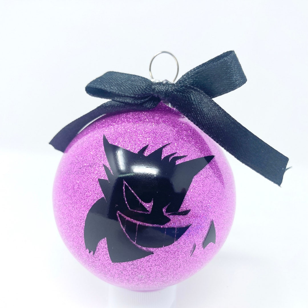 Christmas Round Glass Glitter Pokemon Gengar Ornament Holiday ...