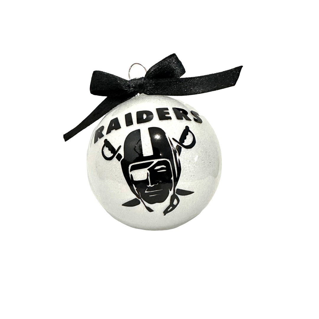 Christmas White and Black Round Glass Glitter Raiders Holiday Tree ...
