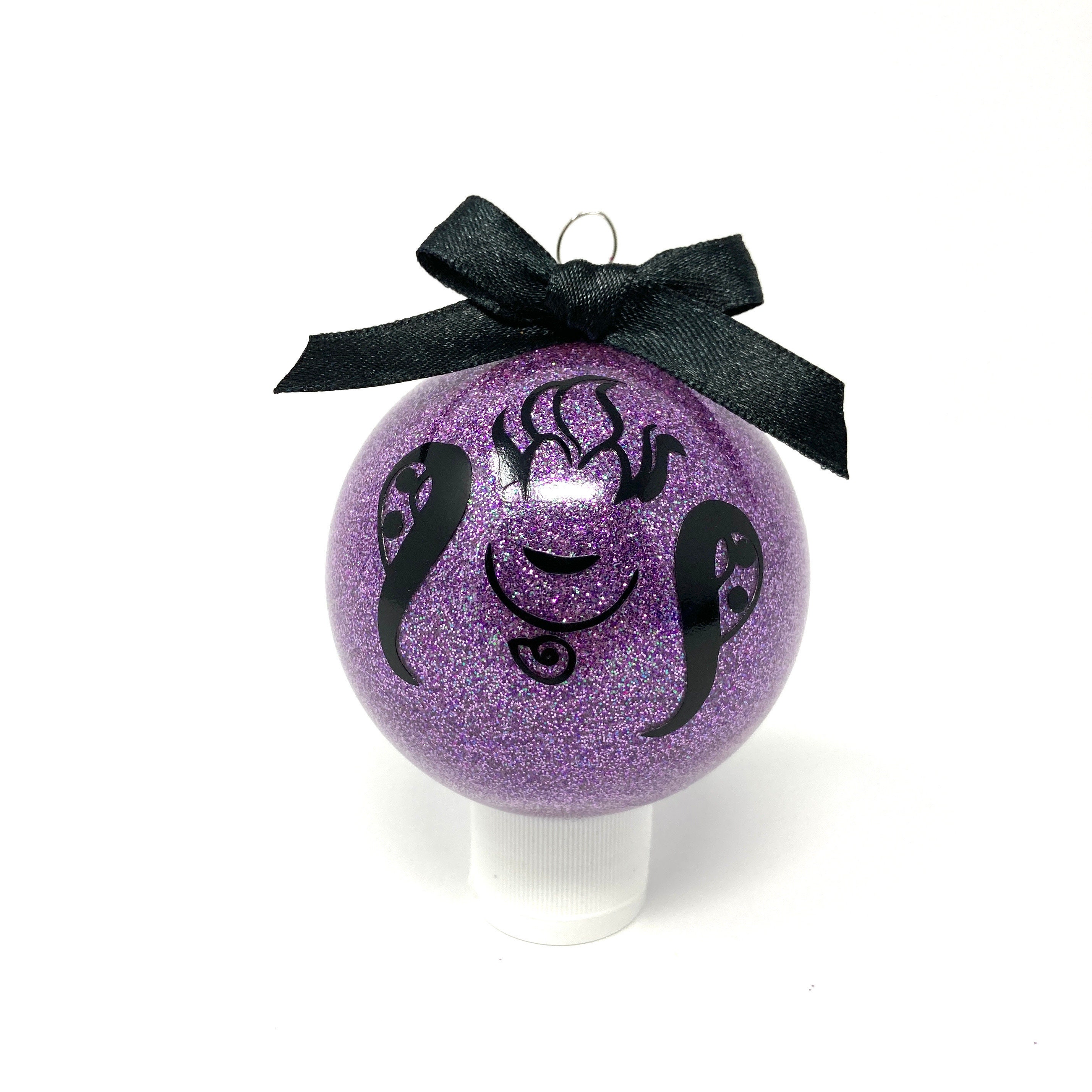 Christmas Round Glass Purple Glitter Little Mermaid Ursula Ornament ...