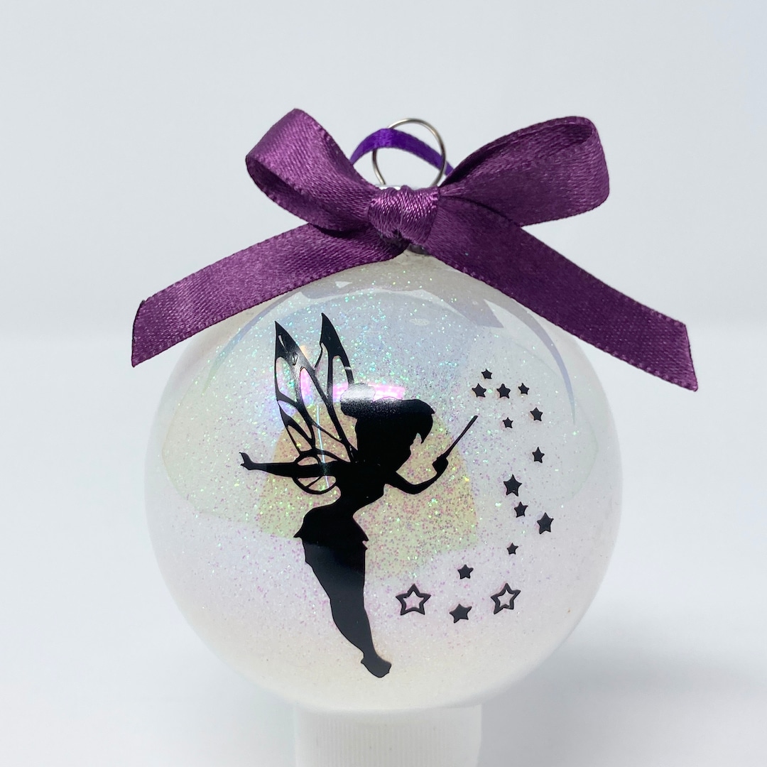 Christmas Round Glass Glitter Tinker Bell Ornament Handmade - Etsy