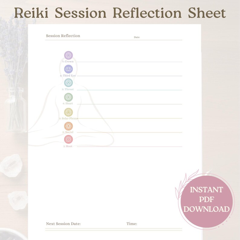Reiki Session Reflection Sheet for Clients | Digital Download PDF ...
