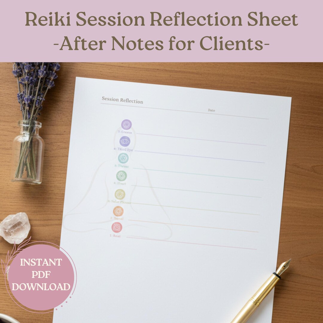Reiki Session Reflection Sheet for Clients | Digital Download PDF ...
