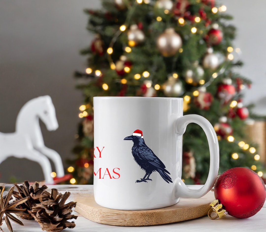 Mug: Crow Christmas Mug, Merry Crowmas, Holiday Gift for Crow Lovers ...