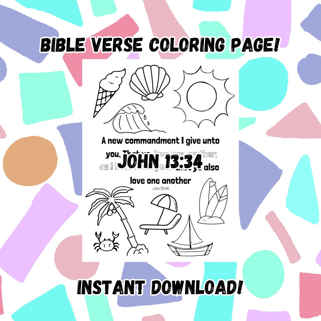 Bible Verse Coloring Page John 13:34 New Testament Coloring Page Come ...