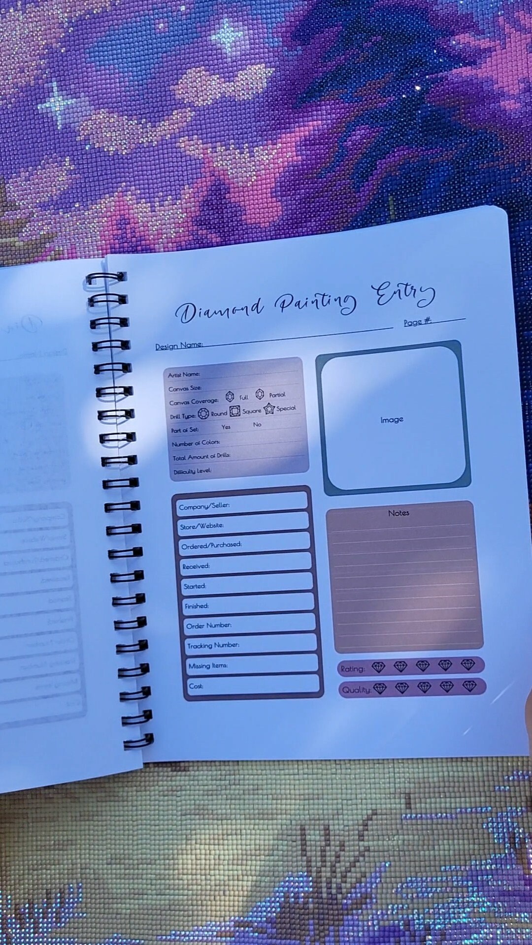 Diamond Painting Logbook Wire Bound Journal. 50 Entries. Cute, Moody ...