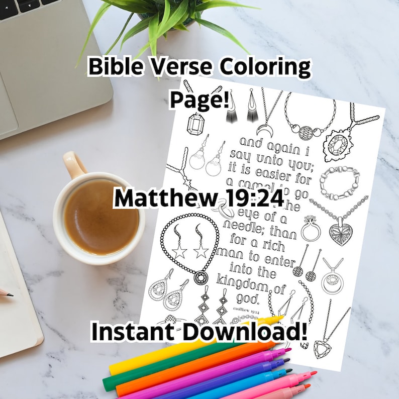 Bible Verse Coloring Page Matthew 19:24 New Testament Coloring Page ...