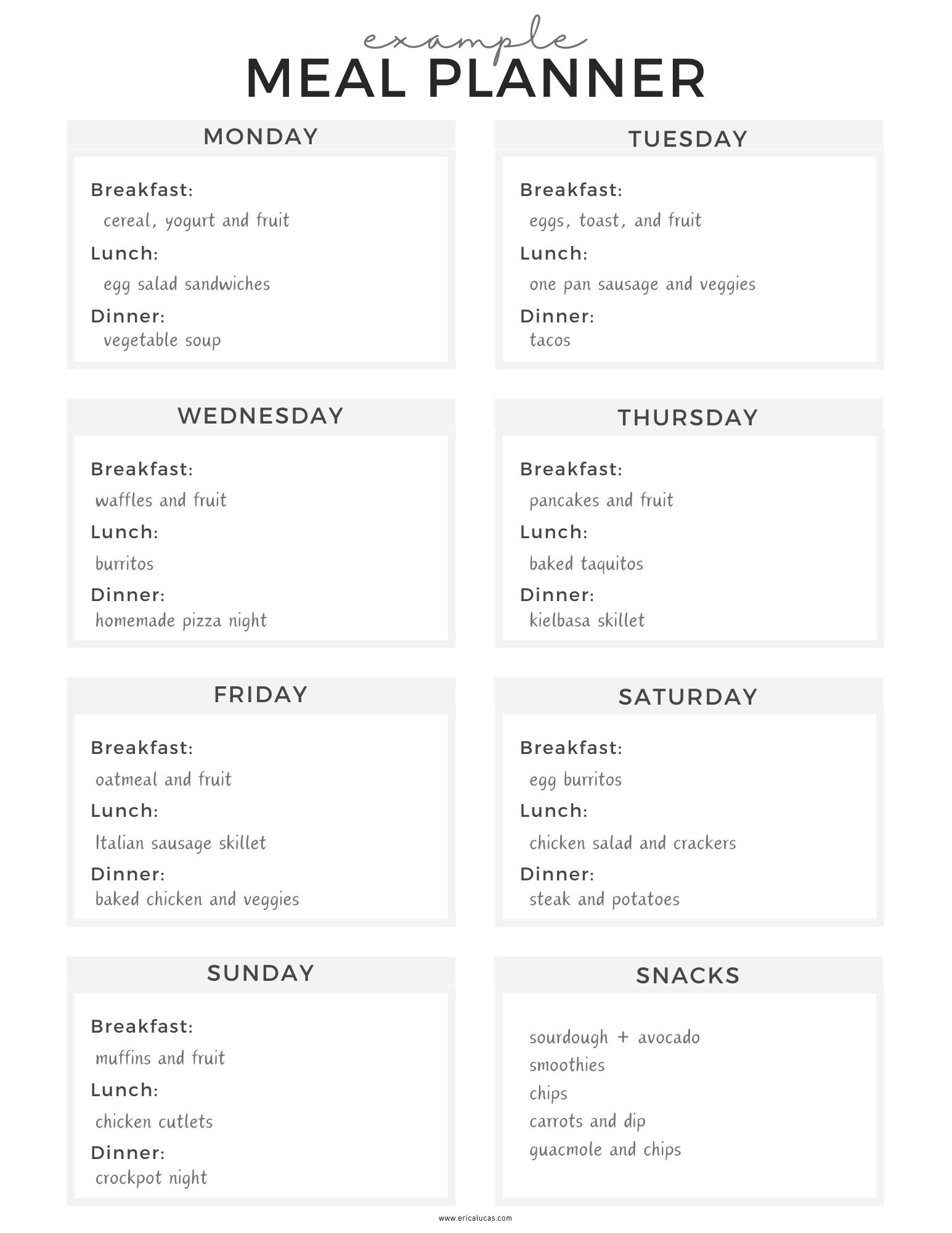 Weekly Planner Meal Plan Printable Planner Weekly Meal Planner Weekly ...