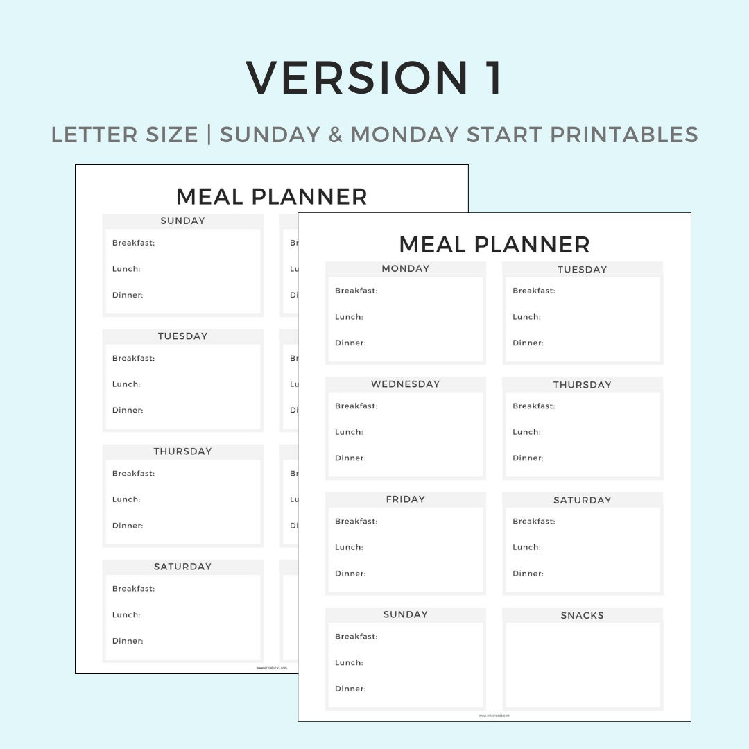 Weekly Meal Planner Weekly Planner Meal Plan Printable Planner Weekly ...