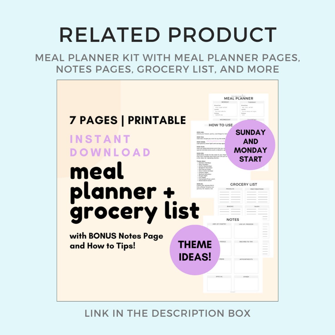 Grocery List, Printable Grocery List, Grocery Planner, Food Shopping ...
