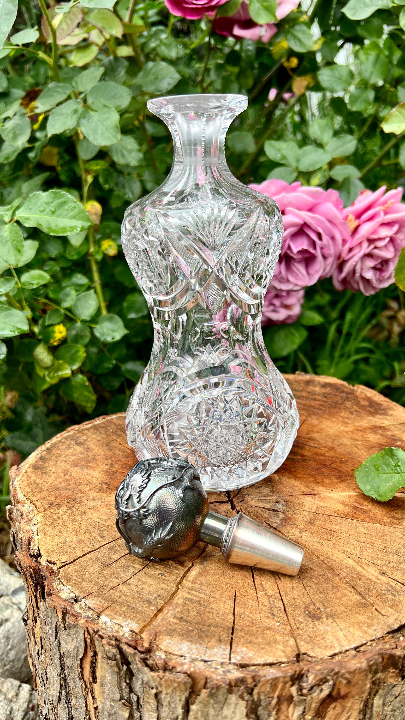 American Brilliant Cut Glass Crystal Decanter Beautiful Extremely Deep ...