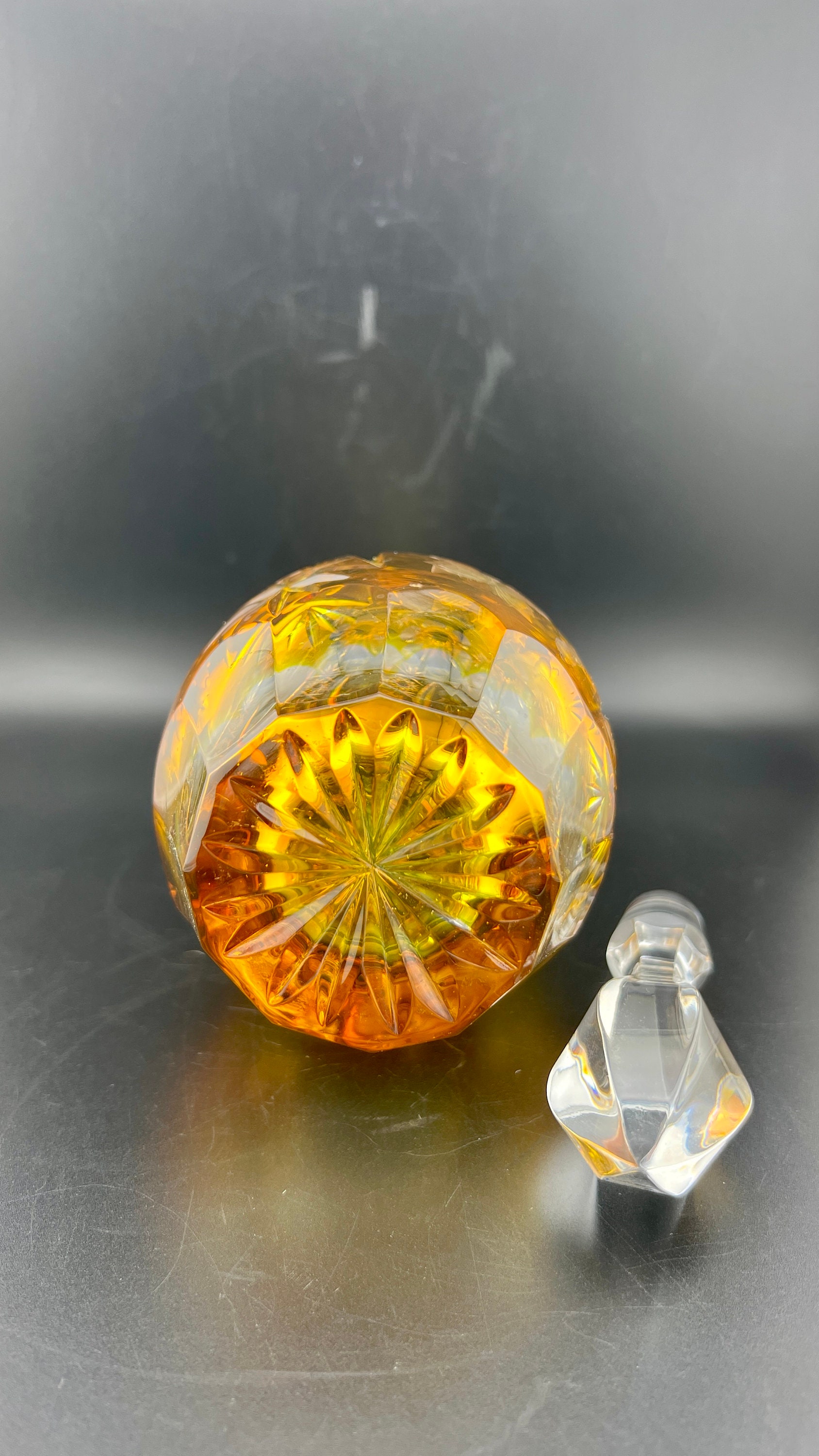 Vintage Nachtmann Traube Bohemian Amber Cut Clear Crystal Cordial ...