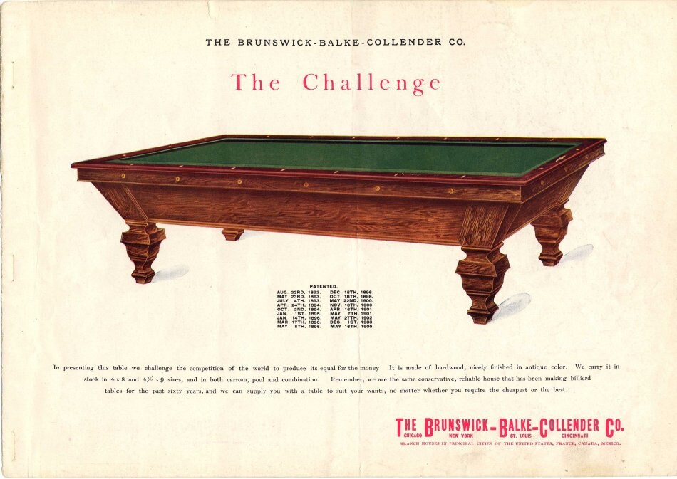 Antique Brunswick-balke-collender Billiards Pool Table With Monarch ...