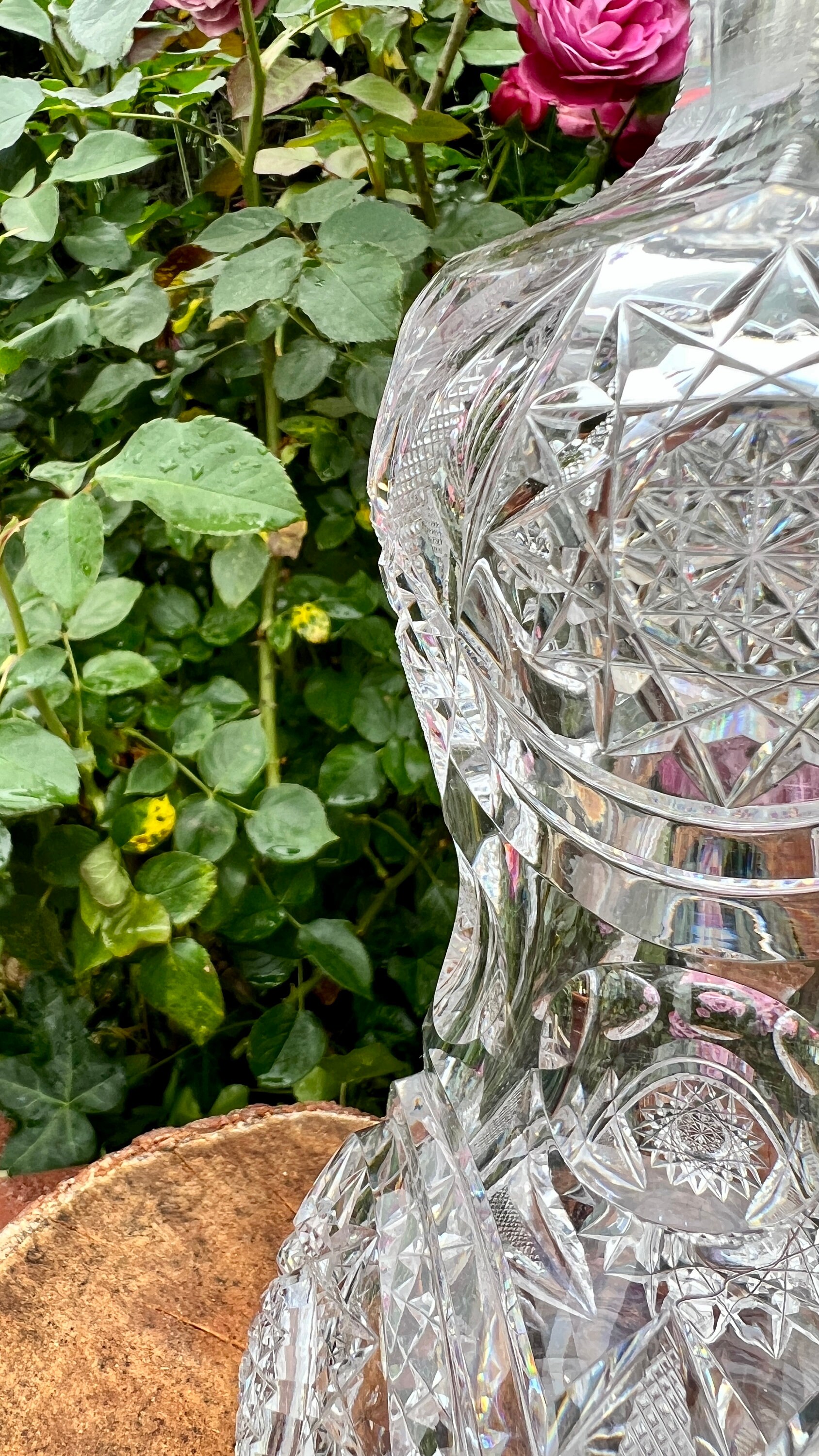 American Brilliant Cut Glass Crystal Decanter Beautiful Extremely Deep ...