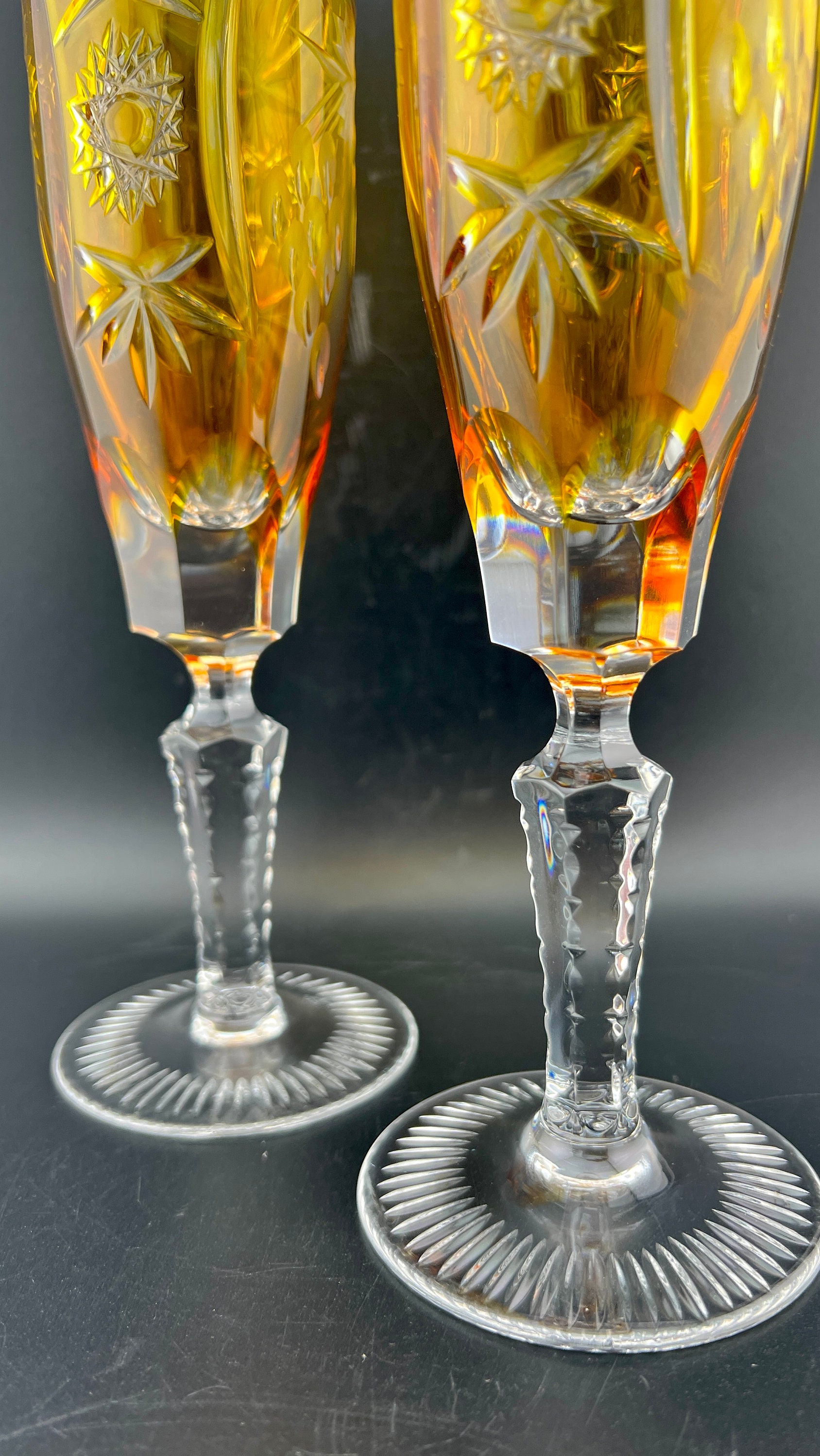 Vintage Nachtmann Traube Bohemian Amber Cut Clear Crystal Cordial ...