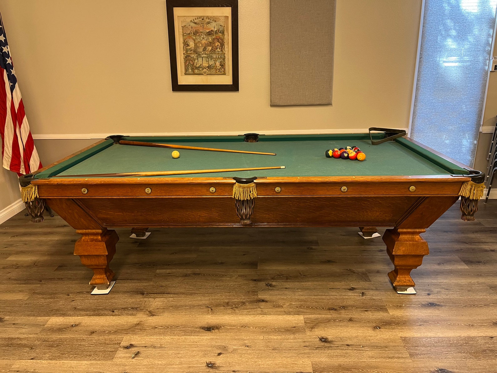 Antique Brunswick-balke-collender Billiards Pool Table With Monarch ...