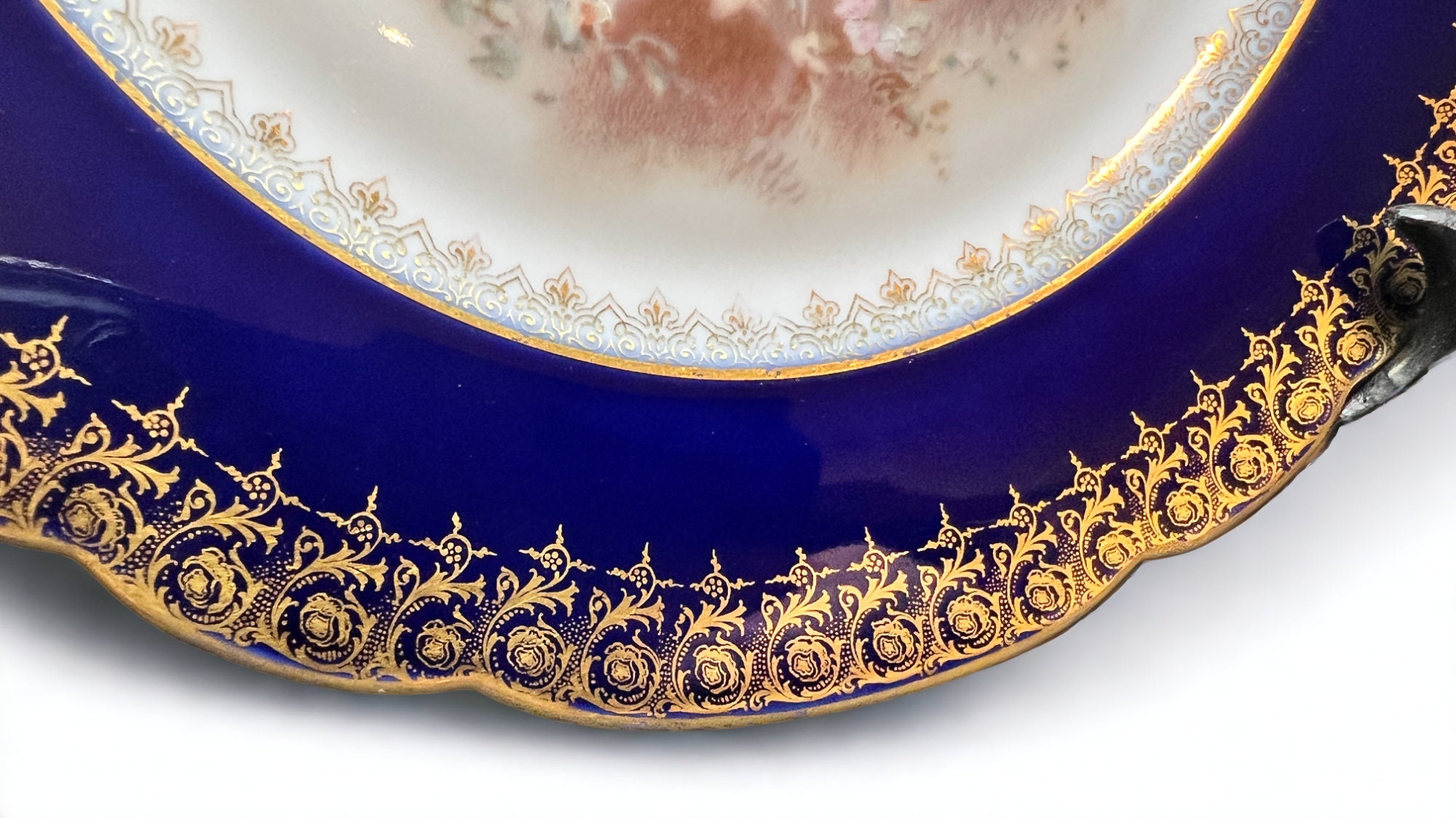 Antique Limoges Delinieres & Cie Hand Painted Cobalt Blue and Gold Trim ...