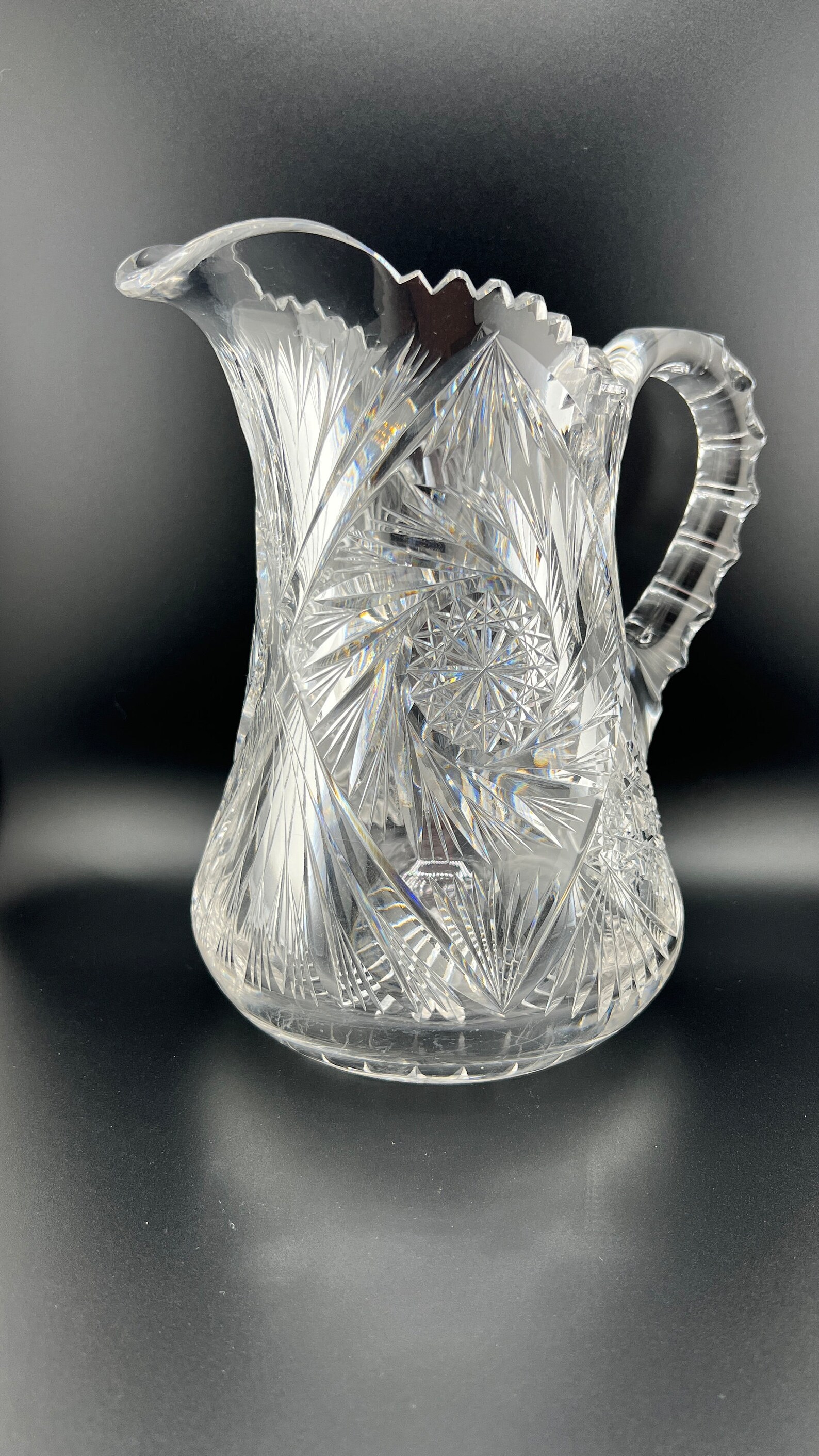 Stunning Signed American Brilliant Cut Glass Crystal Pitcher ABP - Etsy