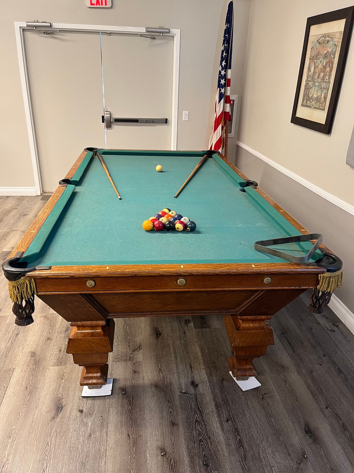 Antique Brunswick-balke-collender Billiards Pool Table With Monarch ...