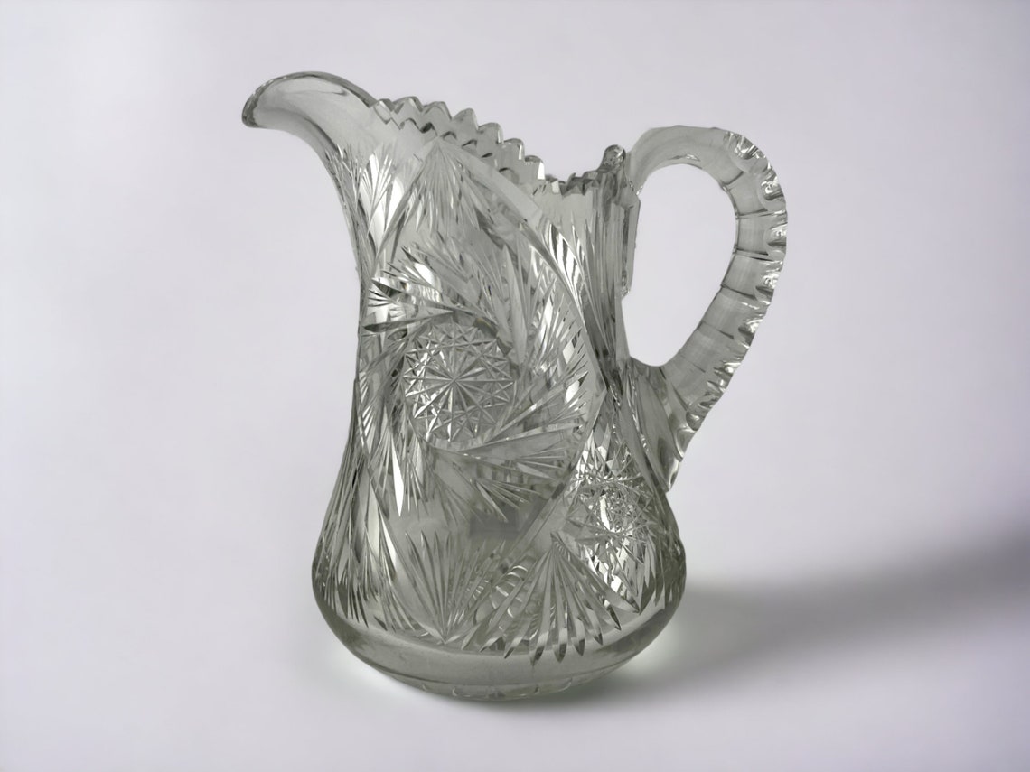 Stunning Signed American Brilliant Cut Glass Crystal Pitcher ABP - Etsy
