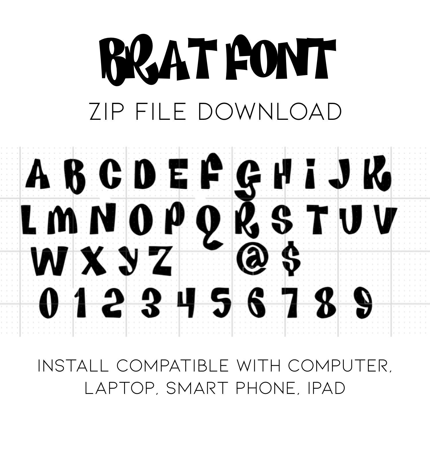 Font brat Instant Download Zip File - Etsy