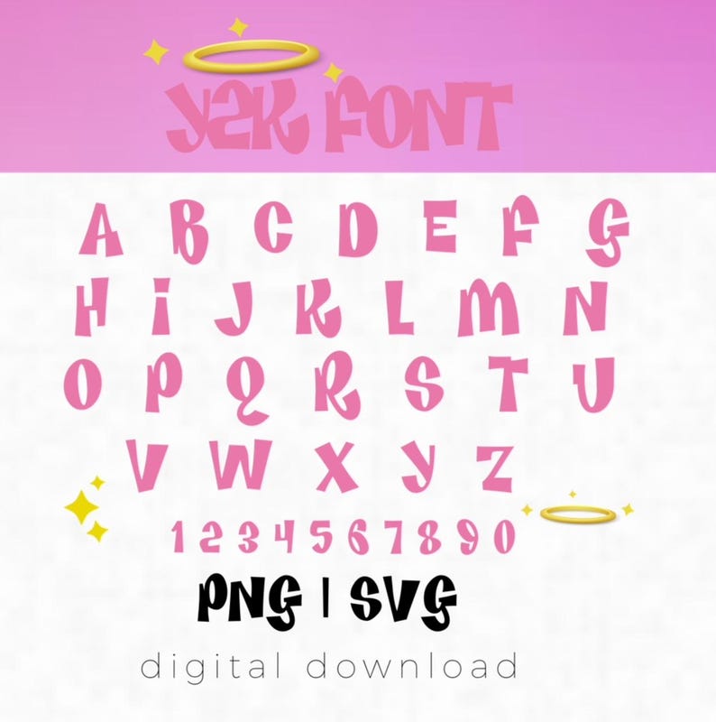 Y2k FONT Digital Download Files PNG / SVG - Etsy