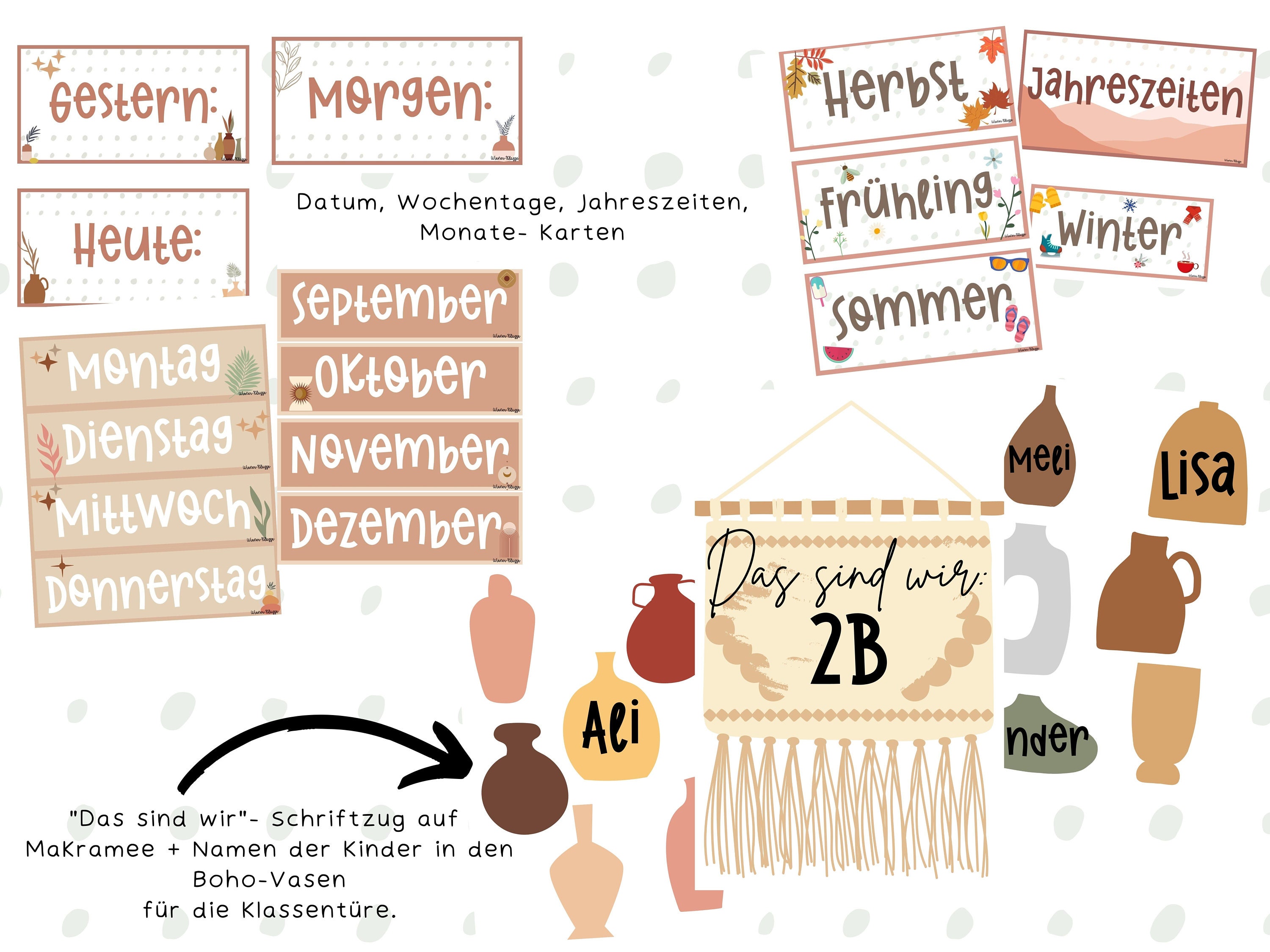 Klassenraum Deko Deutsch I MEGA GROSSES Bundle im BOHO Design I ...