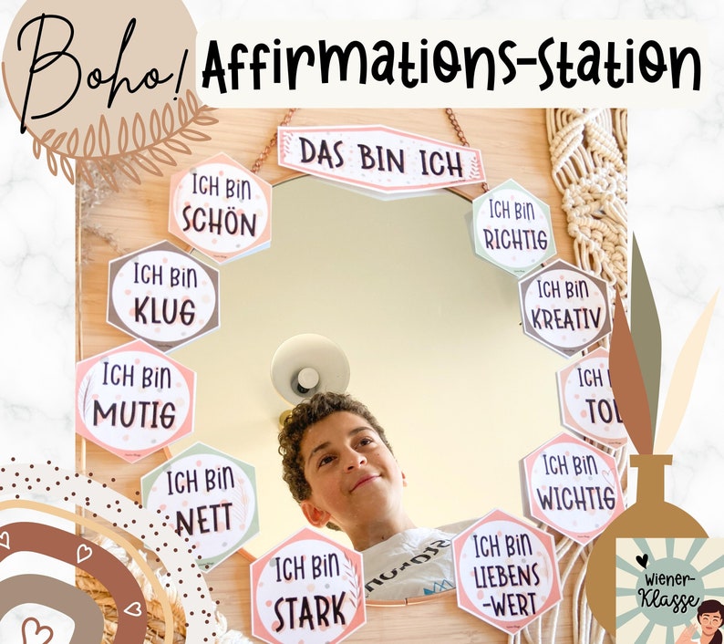 BOHO Affirmations-station Für Dein Klassenzimmer Deutsch I Klassenraum ...
