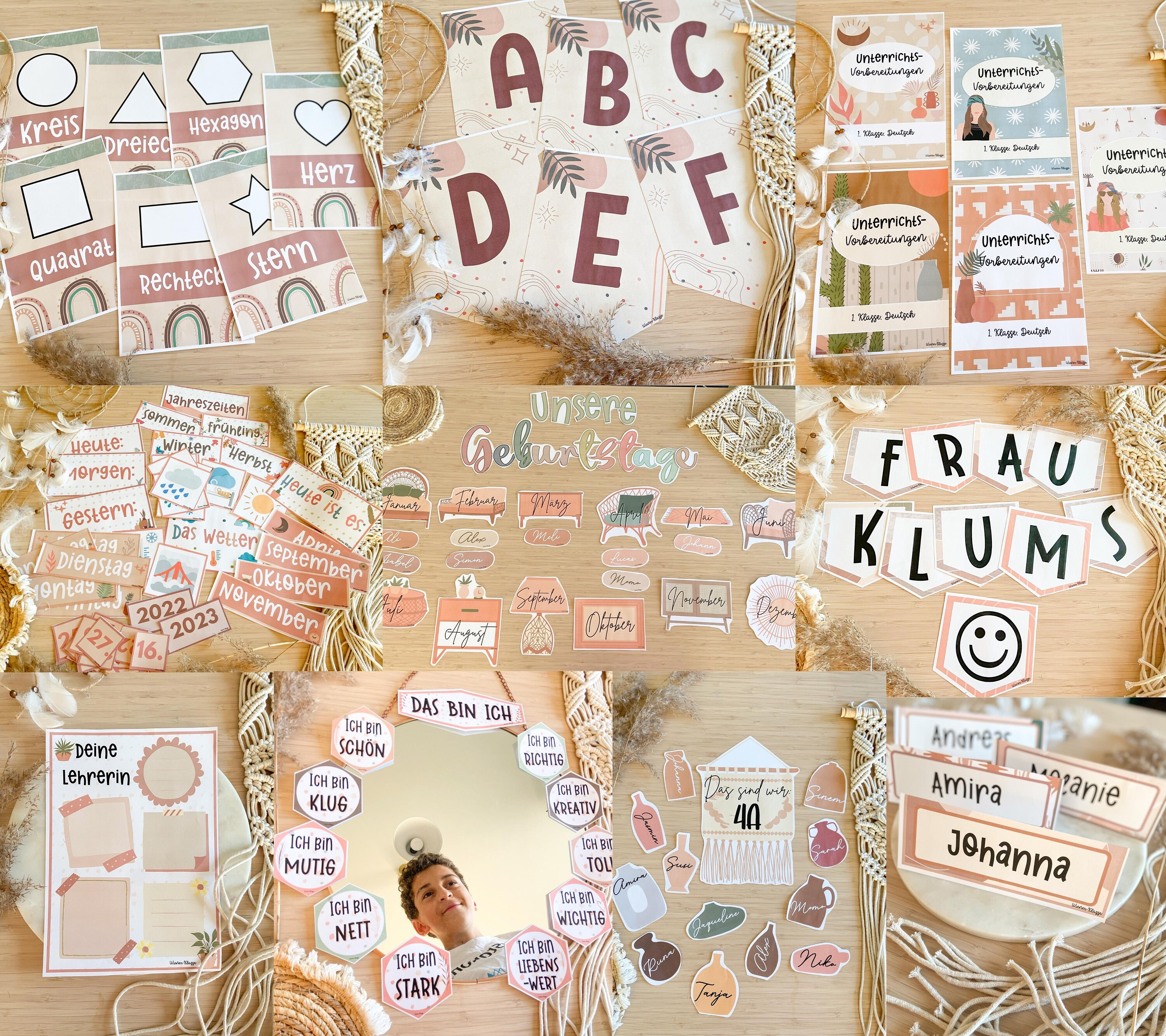 Klassenraum Deko Deutsch I MEGA GROSSES Bundle im BOHO Design I ...