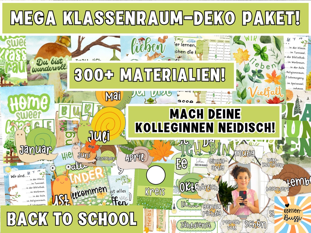 Klassenraum Deko Deutsch 2024 I Mega-bundle Mit Grünem Naturthema I ...