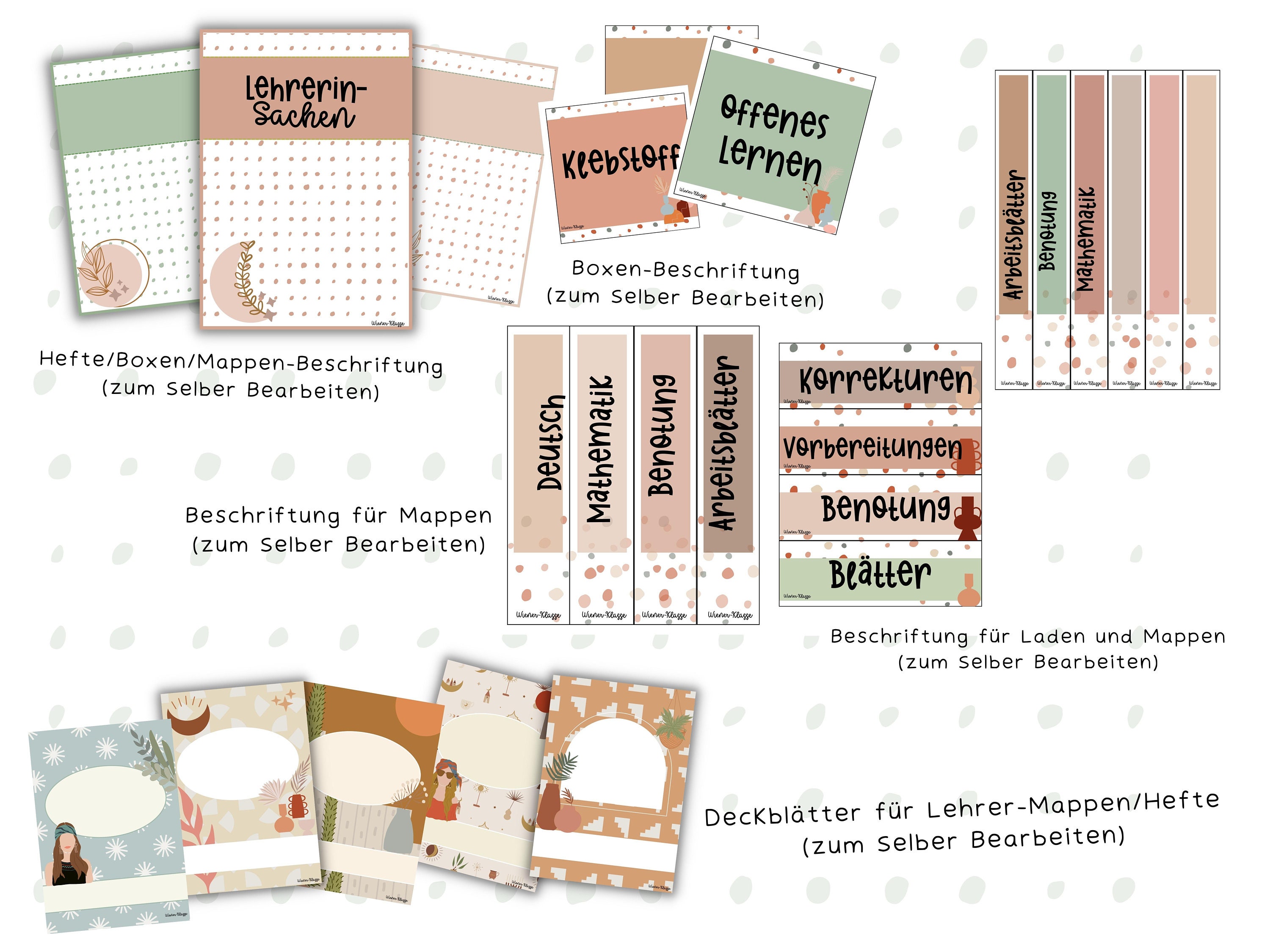 Klassenraum Deko Deutsch I MEGA GROSSES Bundle im BOHO Design I ...