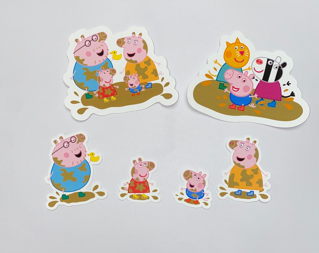 Peppa Pig and Friends Jumping in Muddy Puddles Vinyl Stickers - Etsy