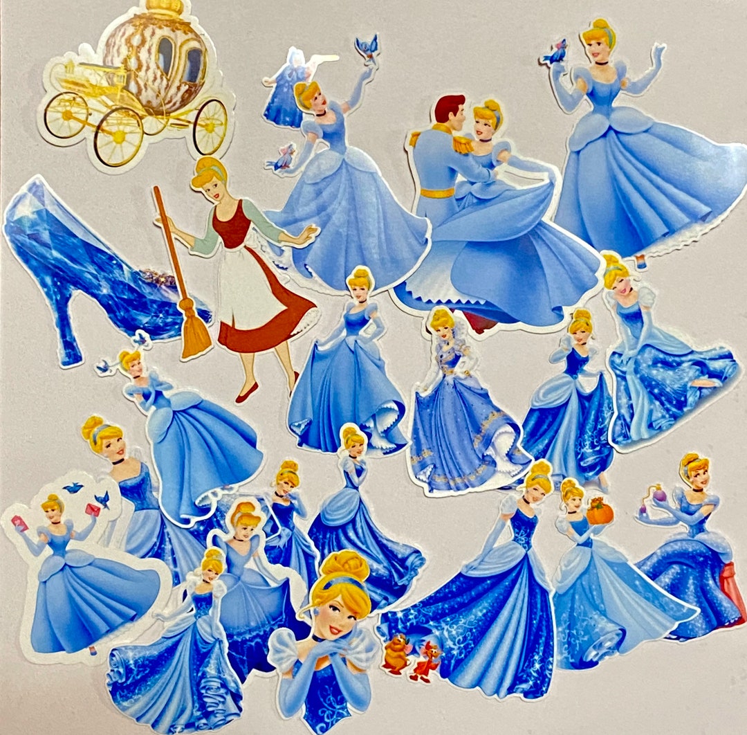 Cinderella Sticker Bundle Pack, Vinyl Stickers, Classic Disney Stickers ...