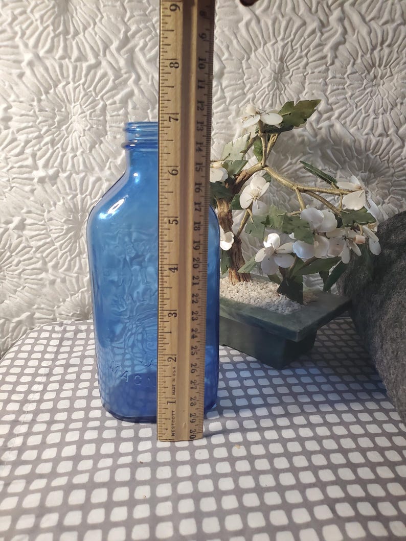 Vintage Milk of Magnesia Blue Glass Bottle Cobalt Blue Embossed Genuine ...
